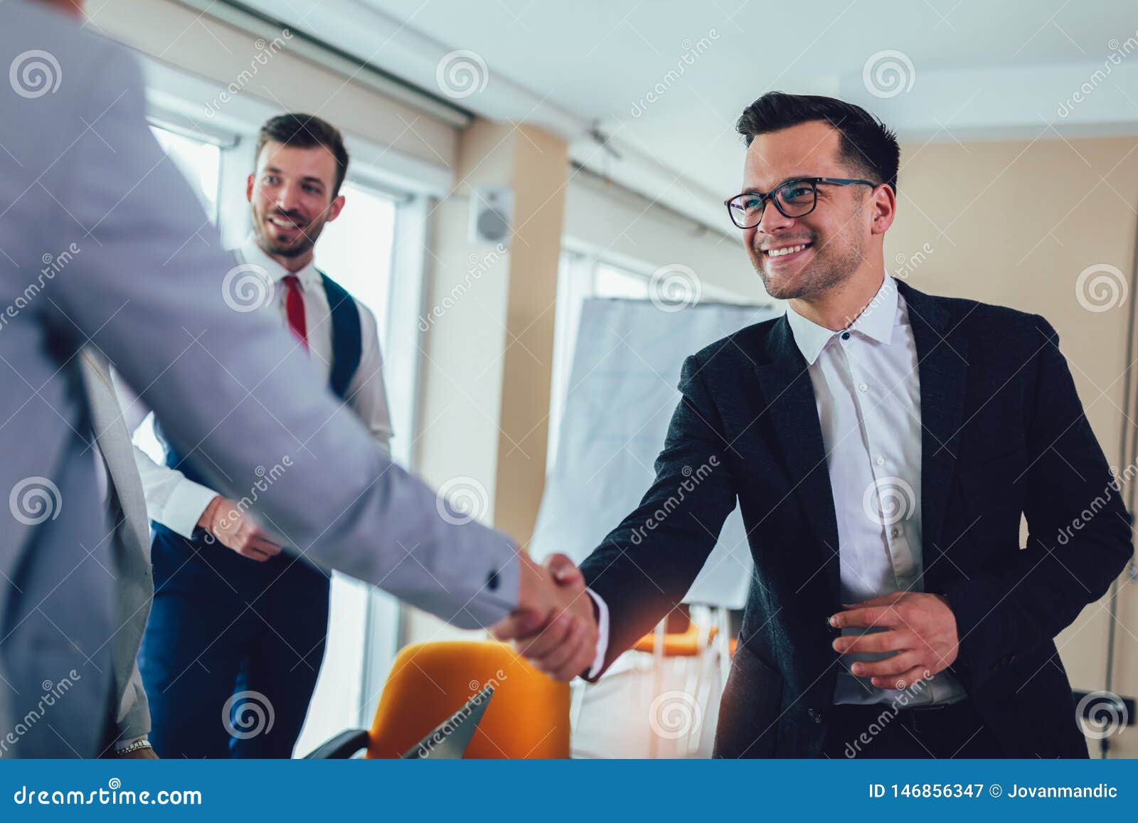 Business Shaking Hand with a Client in Office Stock Image - Image of ...