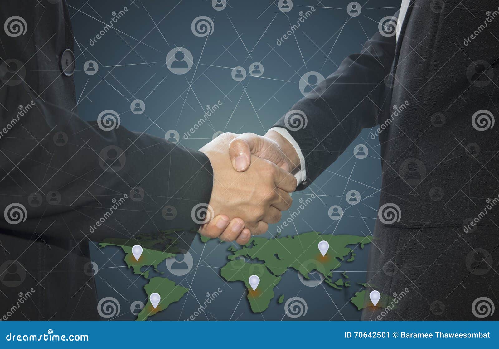 Business Shaking Hand on Communication Background. Stock Image - Image ...
