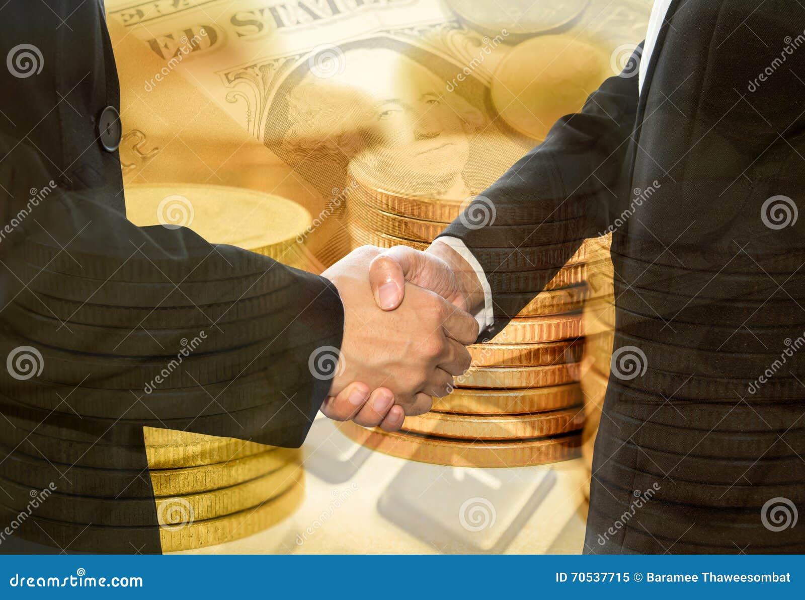 Business Shaking Hand on Financial Background. Stock Image - Image of ...