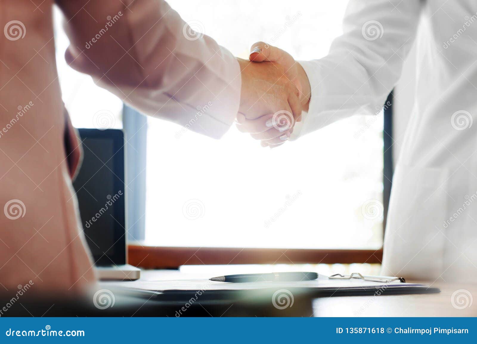 Business Men Shaking Hands Technology Cyberspace Circuit Board Internet ...