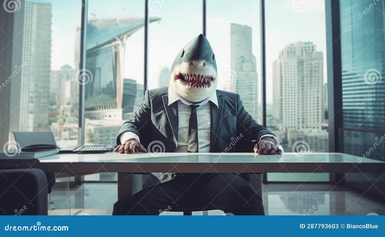 Business Shark in Suit Sitting in the Office. Generative AI Weber ...