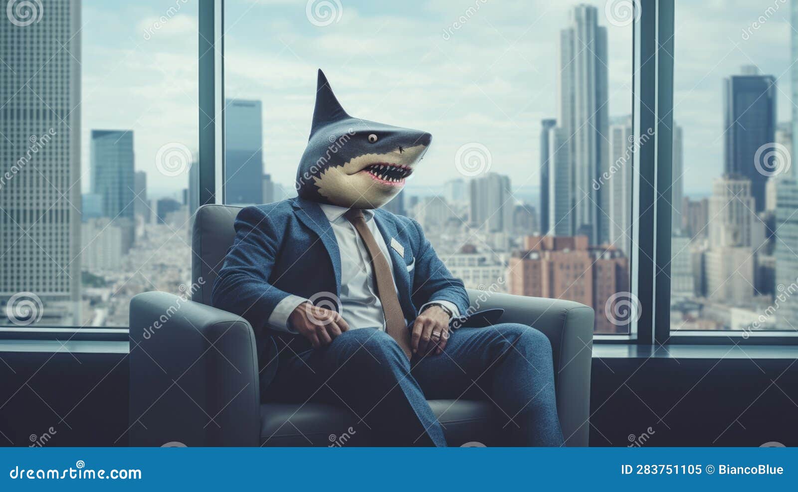 Business Shark in Suit Sitting in the Office. Generative AI Weber ...