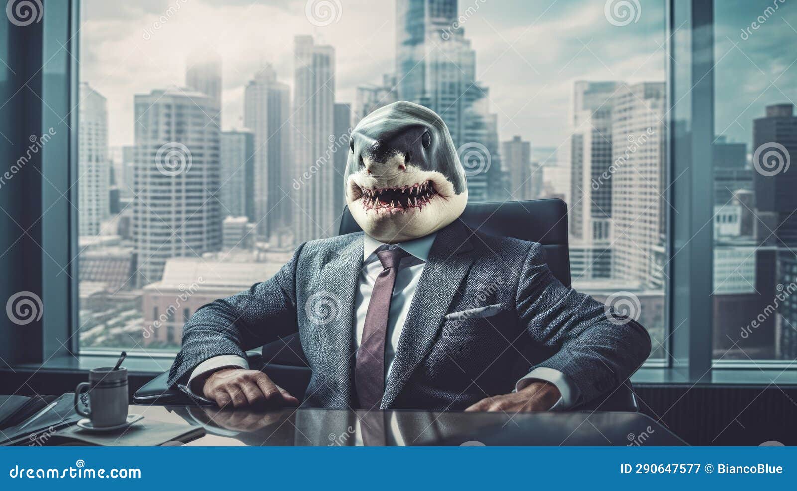 Business Shark in Suit Sitting in the Office. Generative AI Weber ...