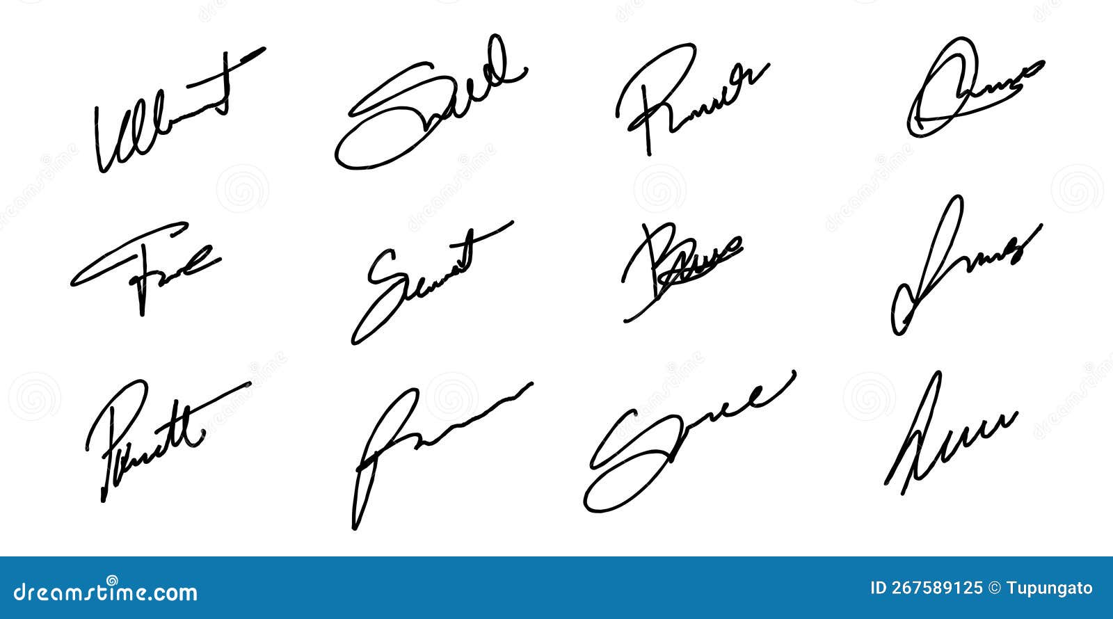 Business Signature Vector Set Stock Vector - Illustration of freehand ...