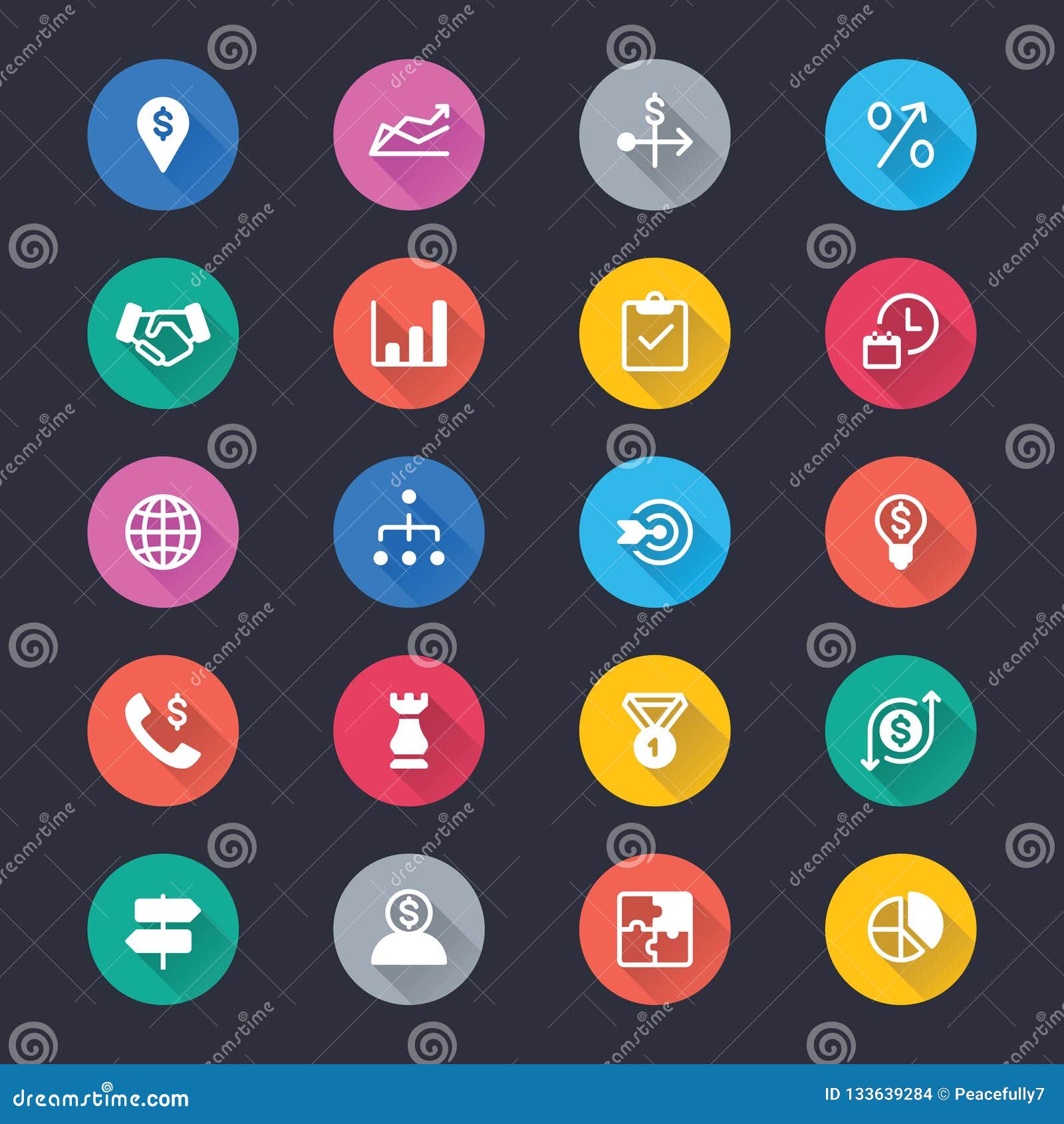 Business Simple Color Icons Stock Vector - Illustration of color, idea ...