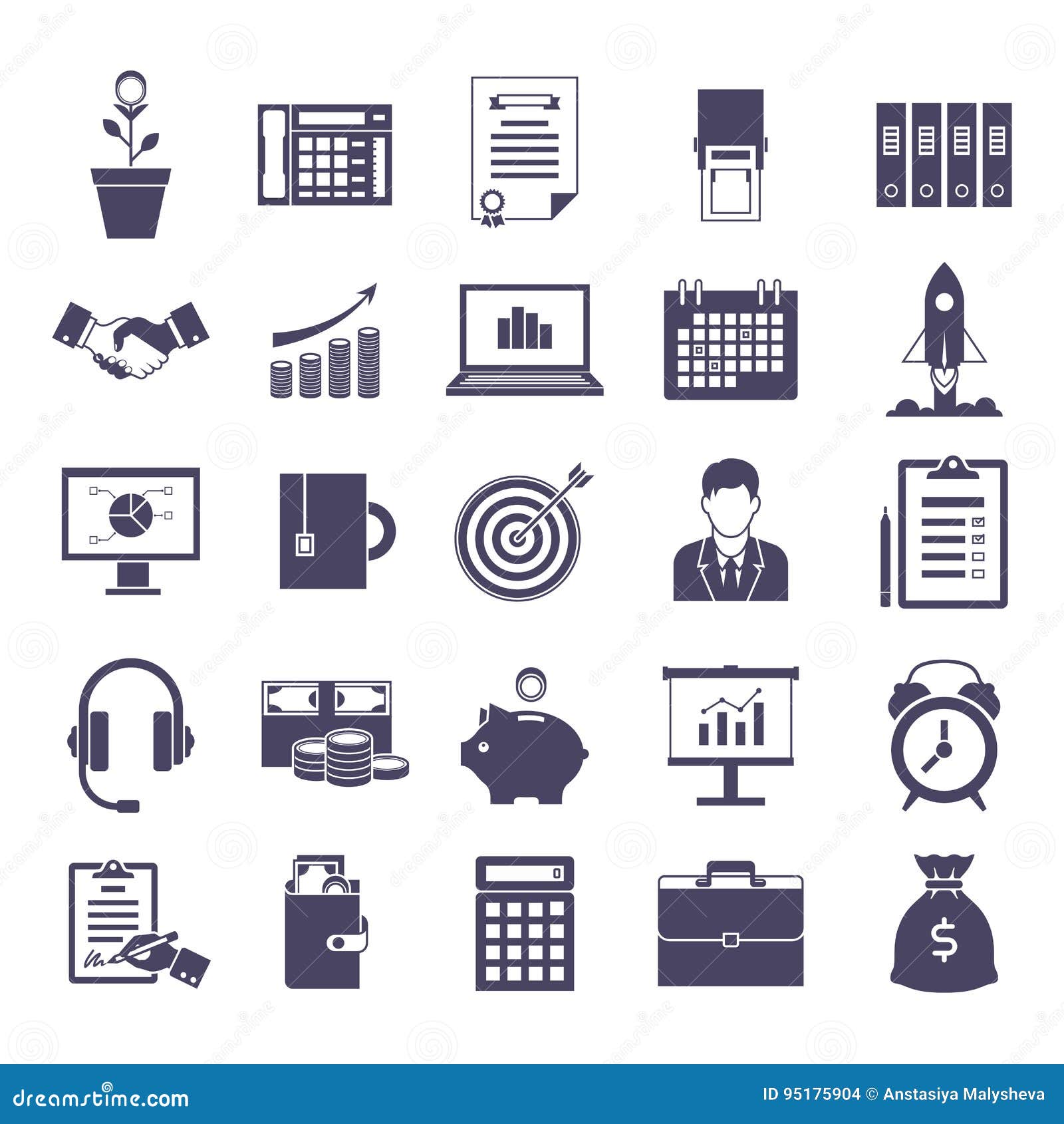Business simple icons set stock vector. Illustration of company - 95175904