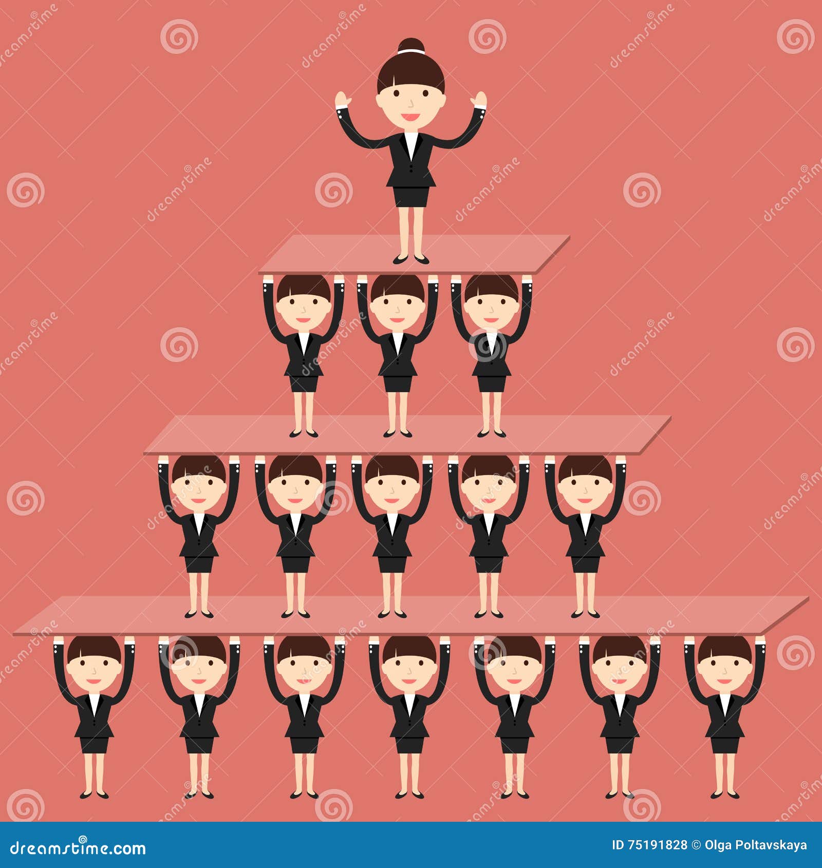 Hierarchy In Company, Organization Chart Tree Cartoon Vector ...