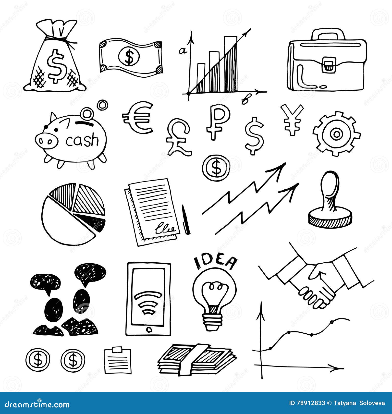 Business Sketch Vector Isolated on White Background. Stock Vector ...