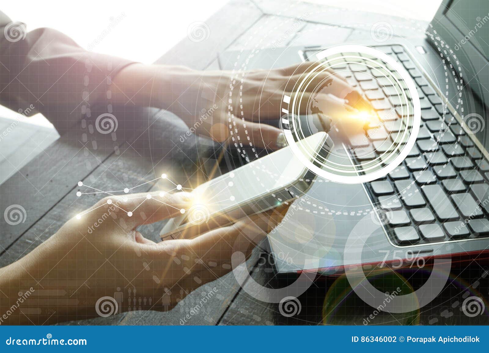 Business with Smart Phone Connection Technology Interface Worldwide ...