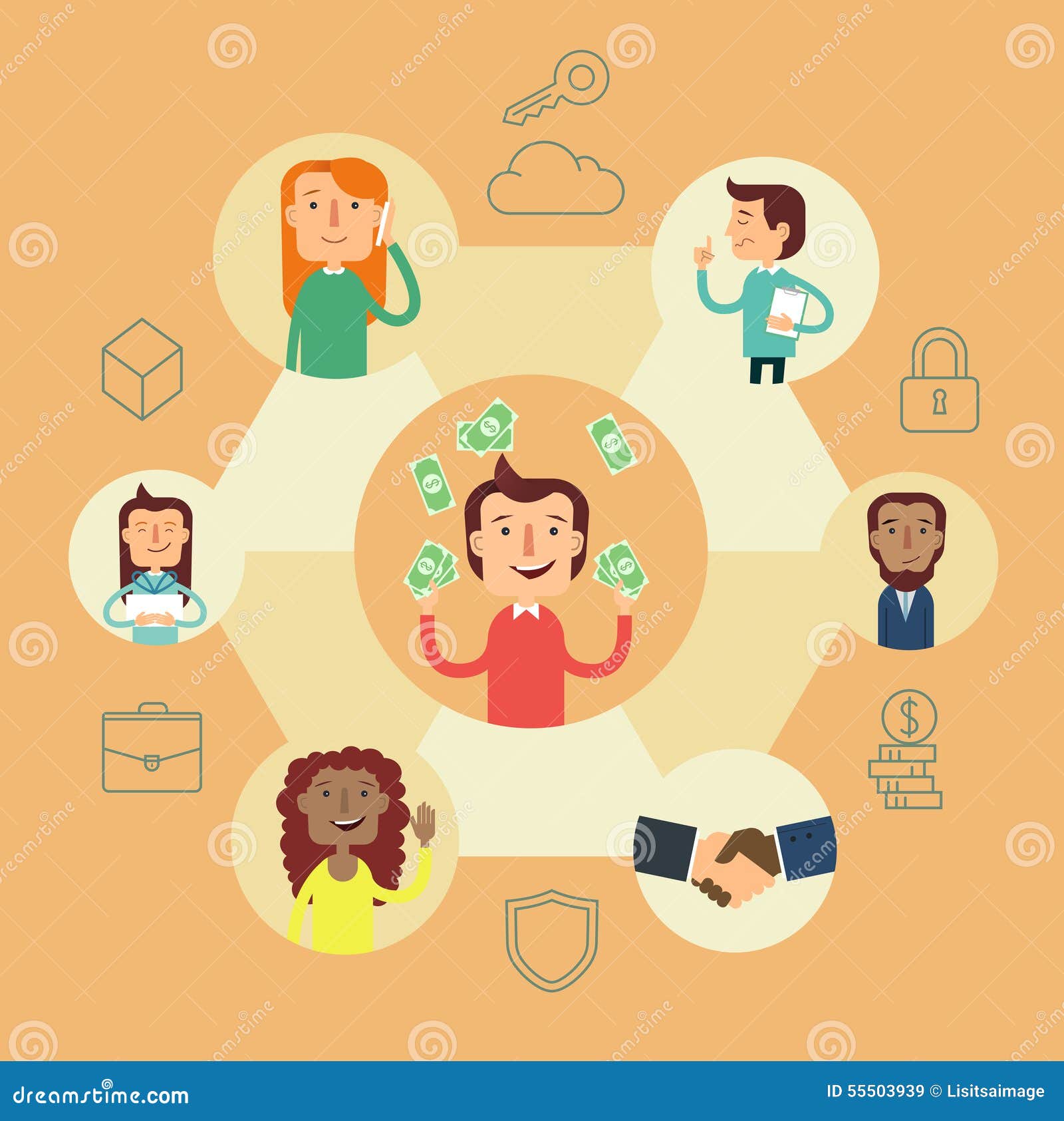 Business Social Network Vector Concept. Stock Vector - Illustration of ...