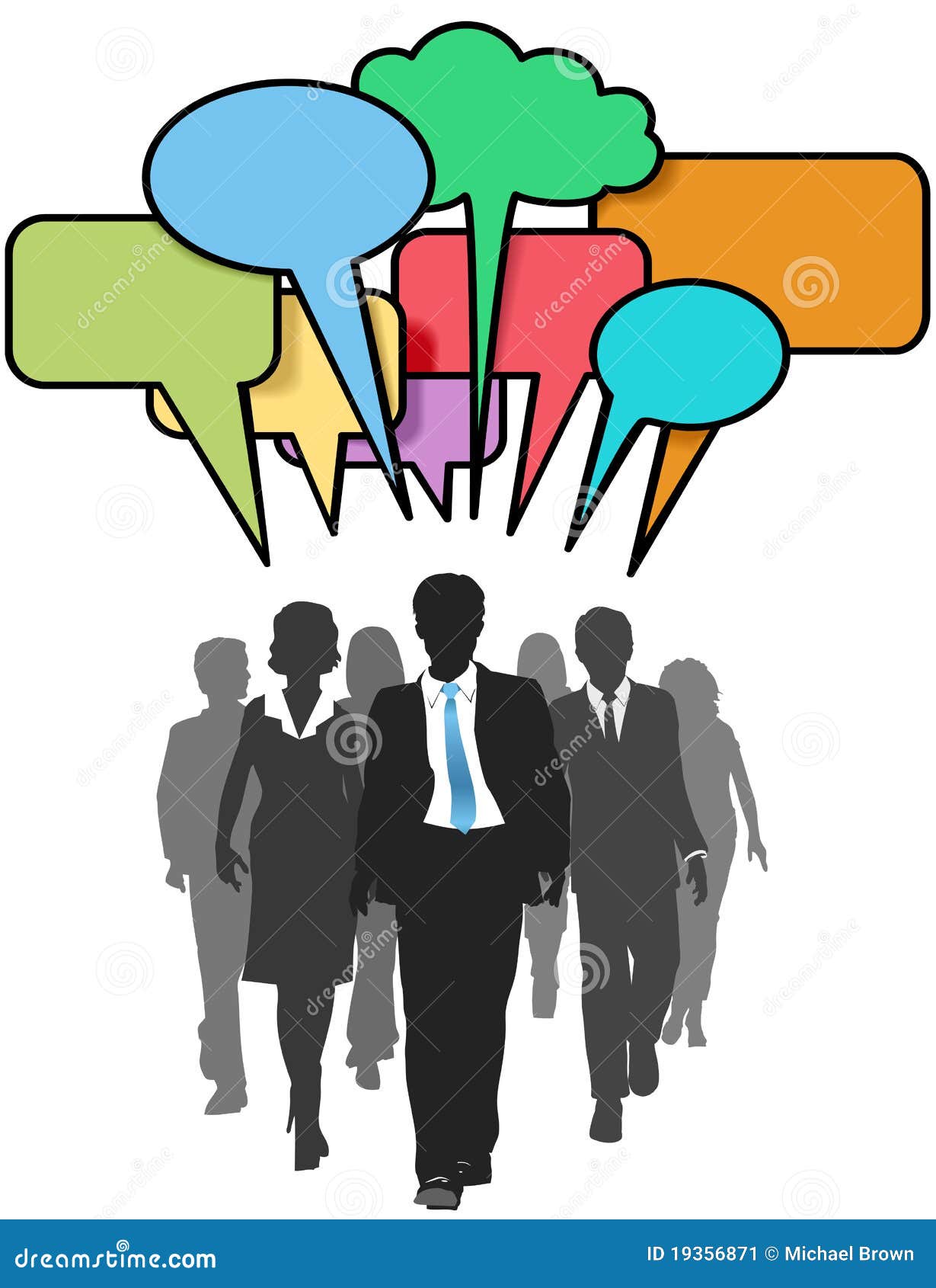 Business Social People Walk Talk Color Bubbles Stock Vector ...