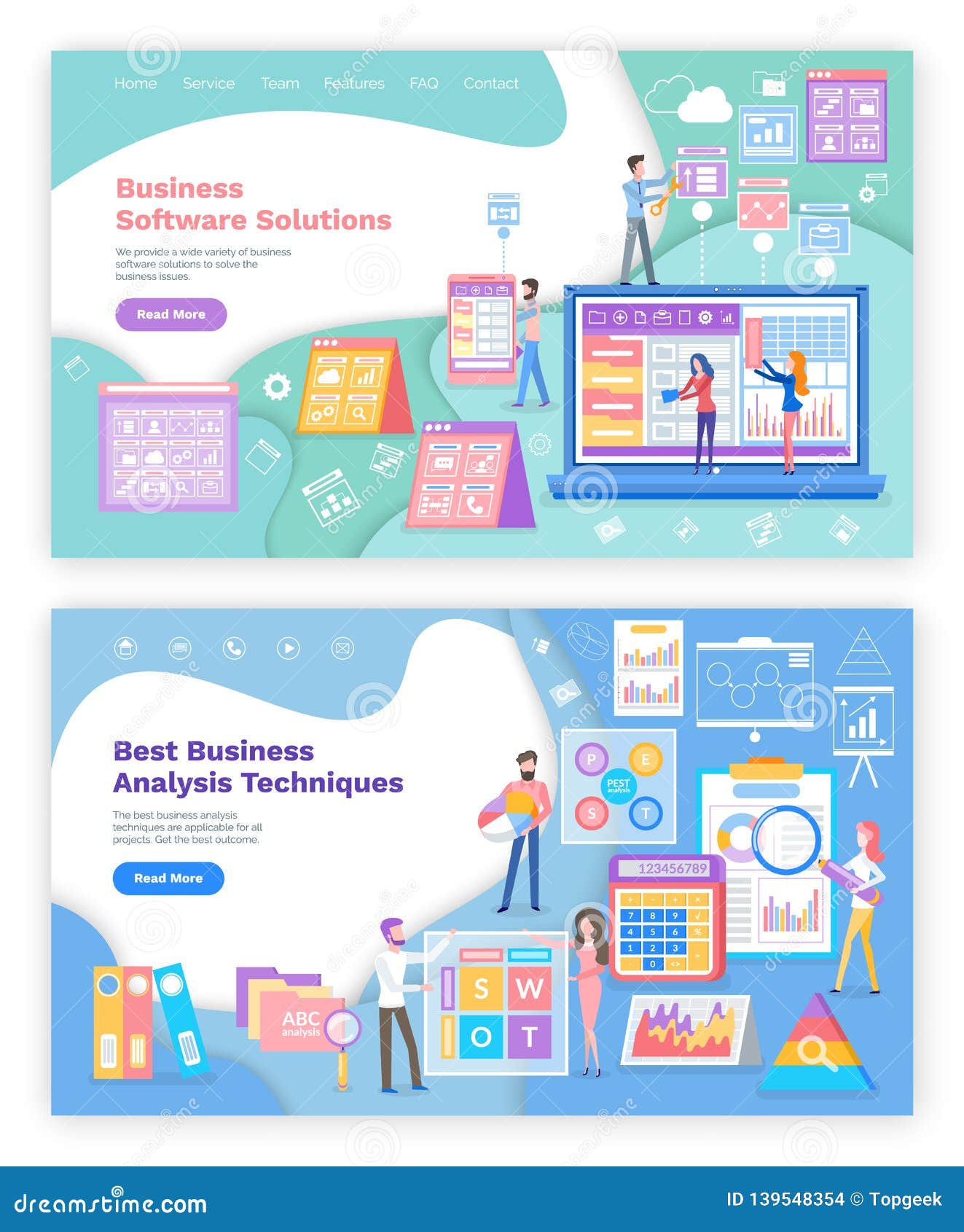 Business Software or Analysis Techniques Web Pages Stock Vector ...