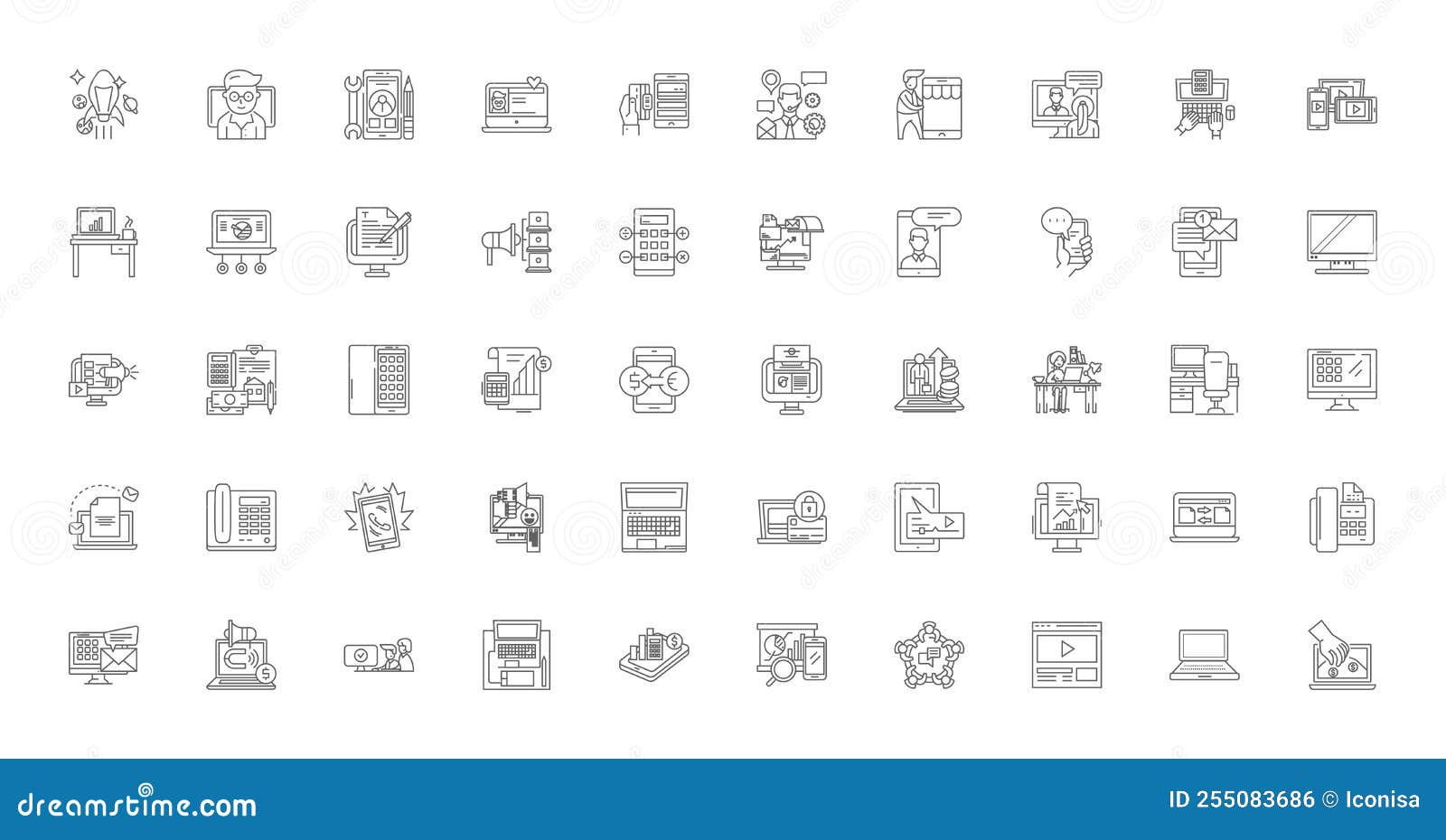 Business Software Ideas, Linear Icons, Line Signs Set, Vector ...
