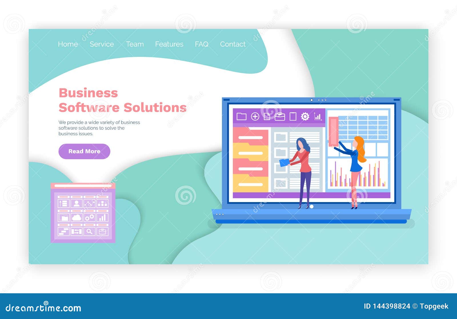 Business Software Solution Website and Text Info Stock Vector ...