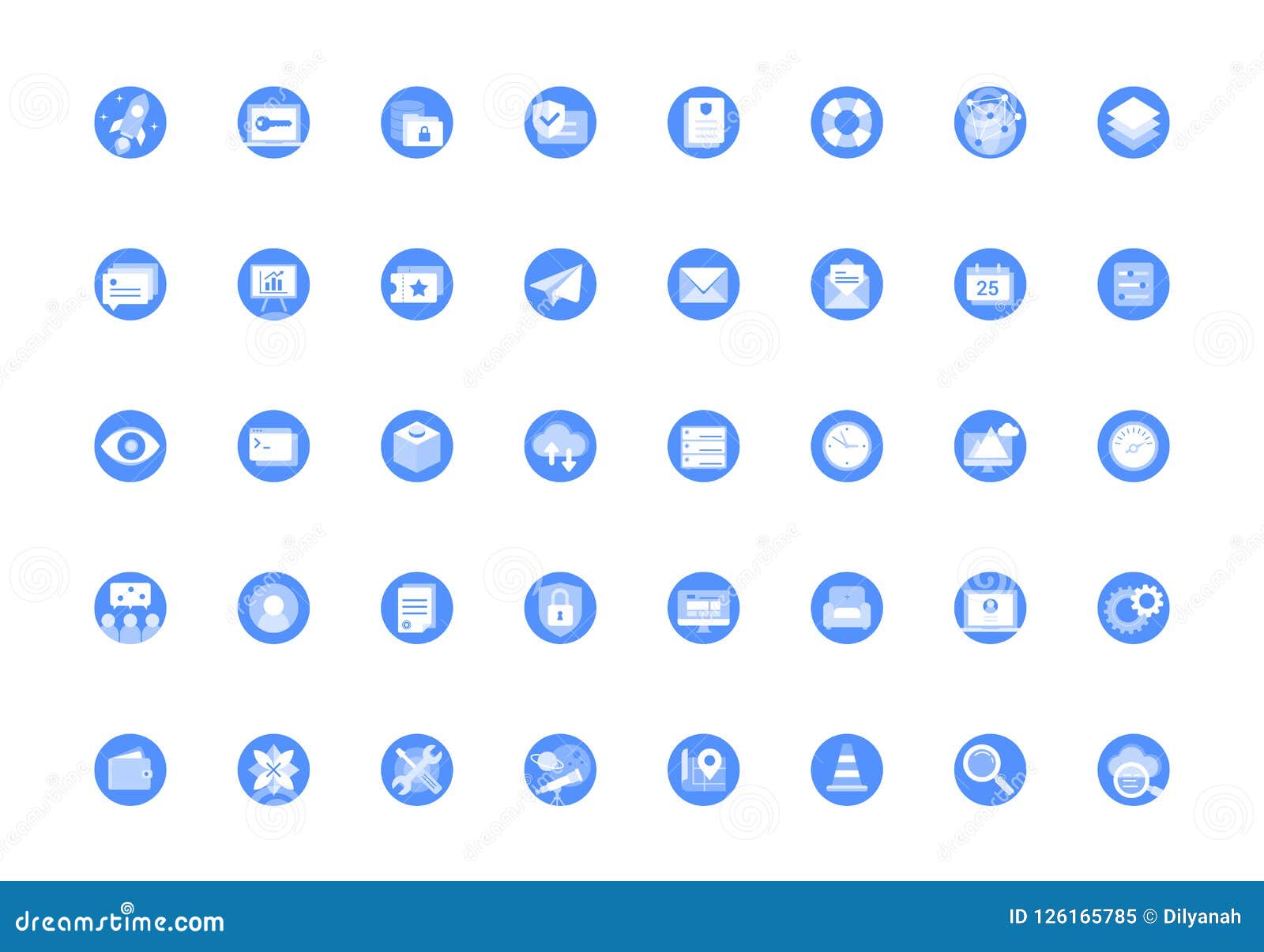 Business, Software Technology Blue Icon Set Stock Vector - Illustration ...