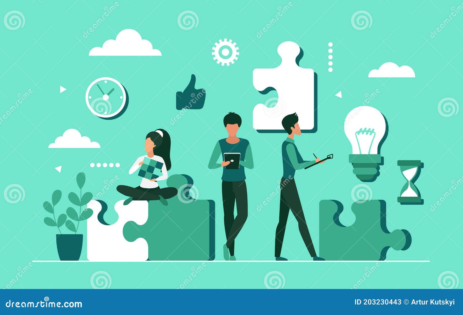 Business Solution, Busy Business People Solving Problem Stock Vector ...
