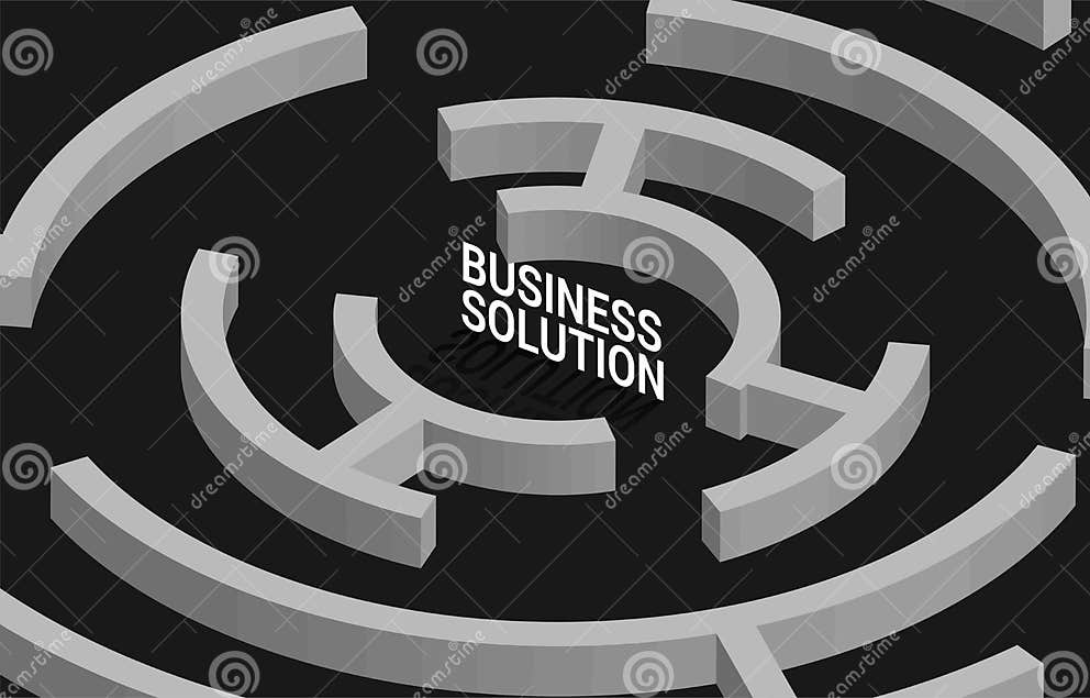 Business Solution at Center of Maze. Stock Vector - Illustration of ...