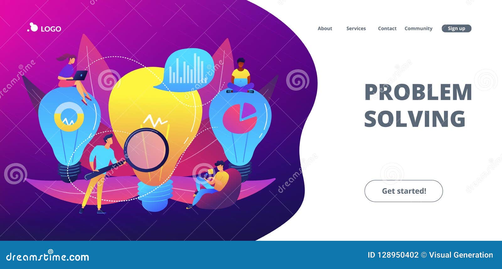 Business Solution Concept Landing Page. Stock Vector - Illustration of ...