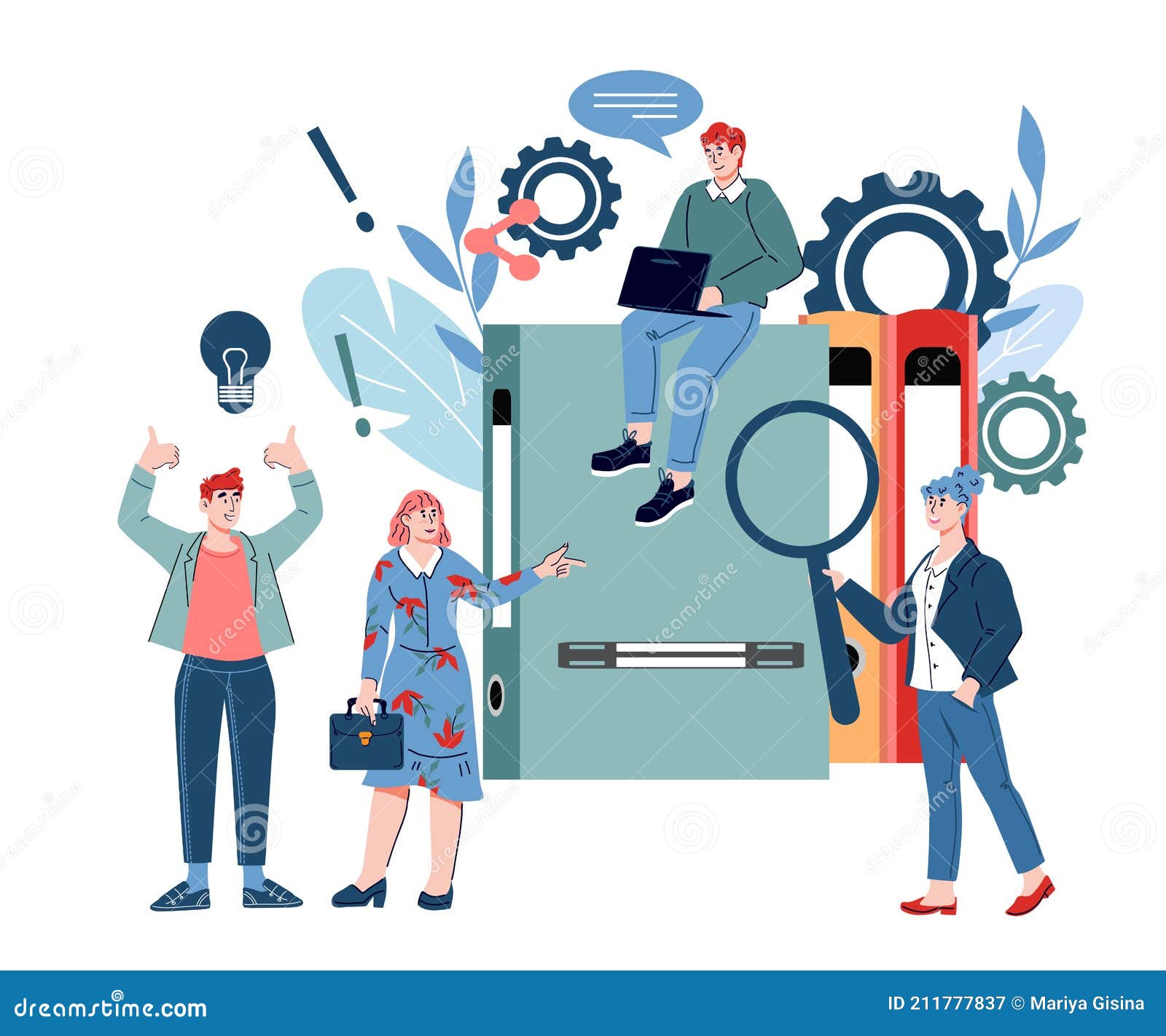 Business Solution Concept with Tiny People Engaged in Business Process ...