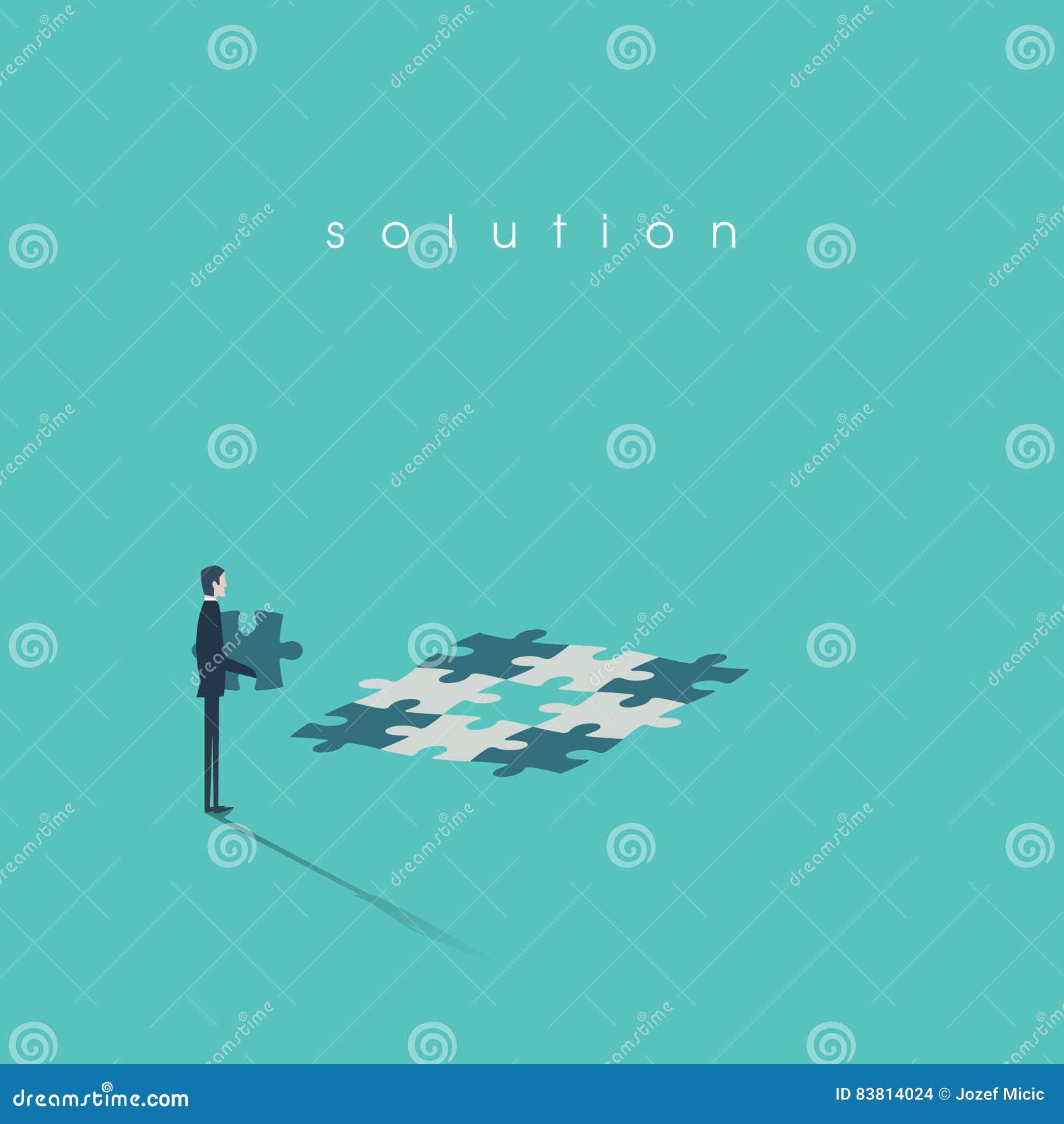 Business Solution Concept Vector Illustration with Businessman Building ...