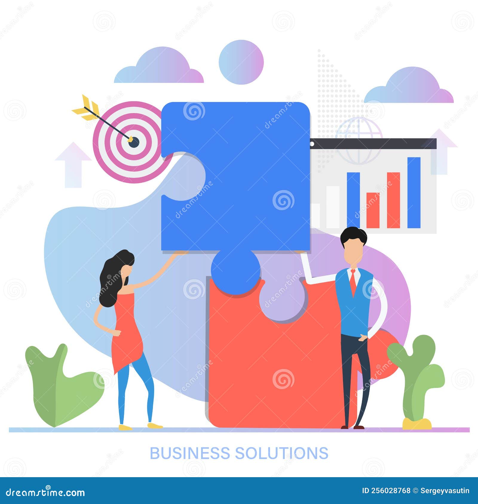 Business Solution Concept Vector Illustration. People Solving Buisness ...
