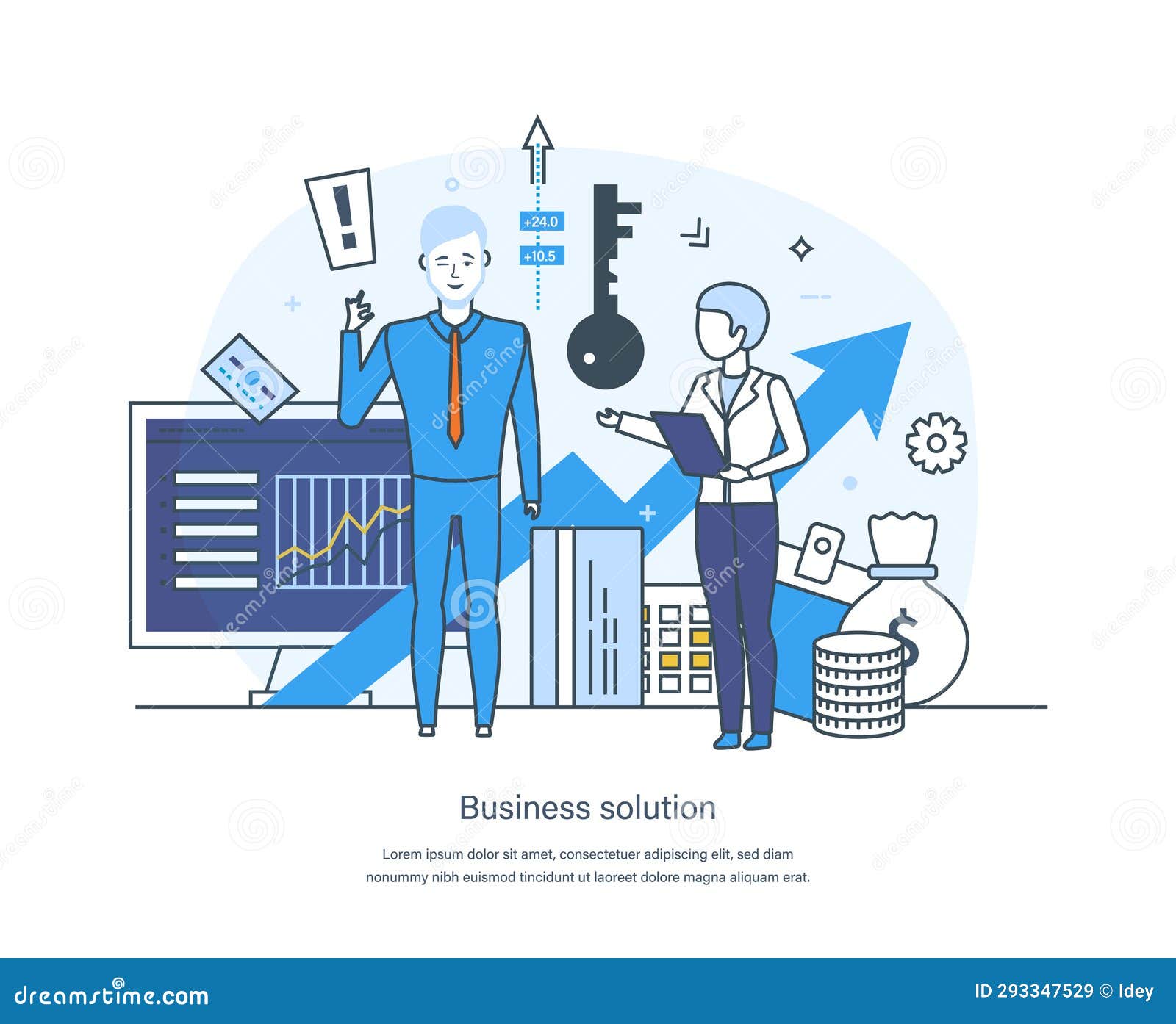 Business Solution, Creative Thinking Process To Solve Problems Stock Illustration - Illustration ...