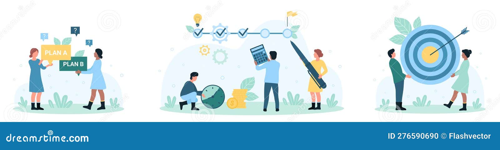 Business Solution and Goals Set, Tiny People Choose between Options ...