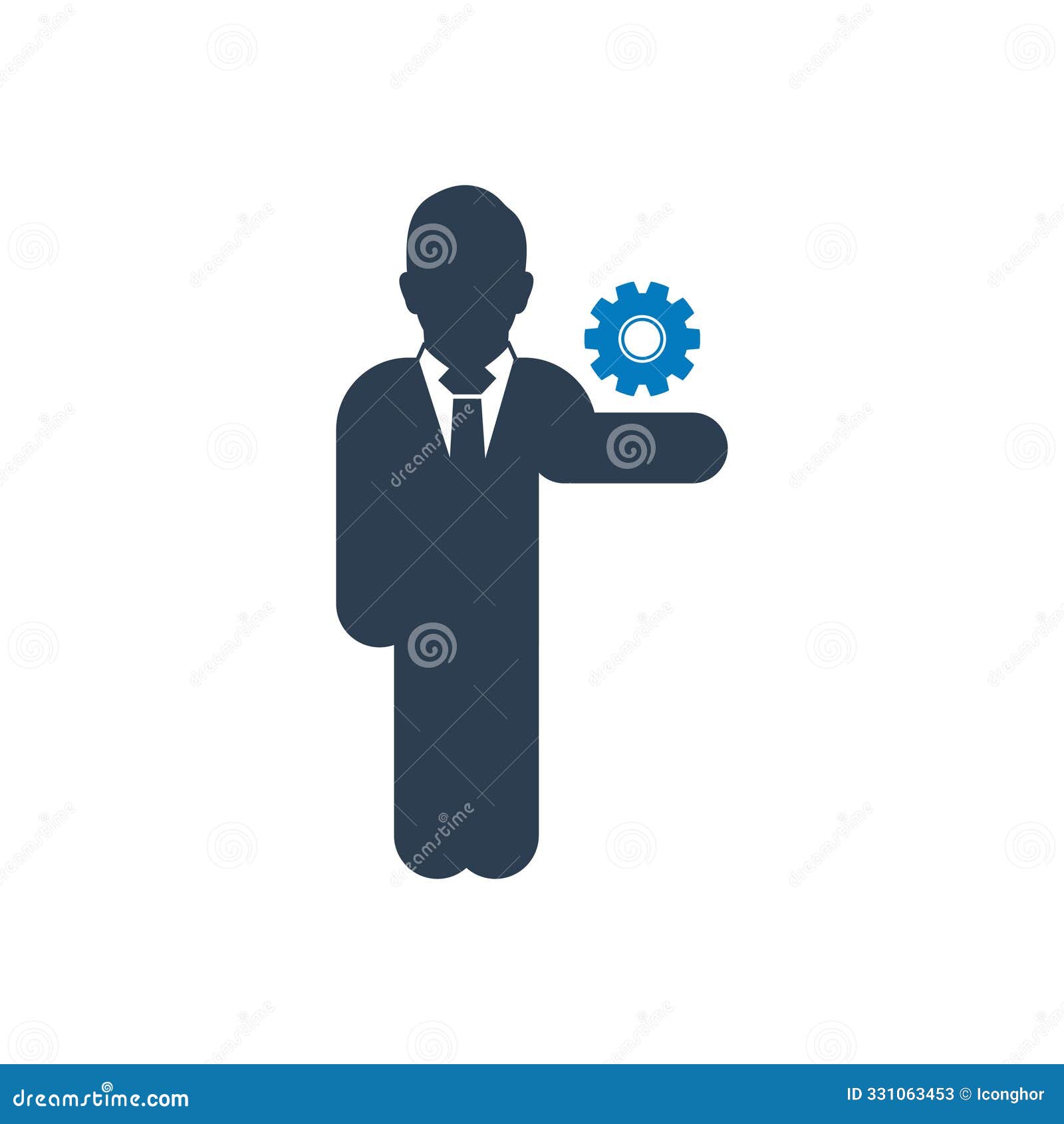 Business Solution Icon. with Businessman and Settings Symbols Stock ...