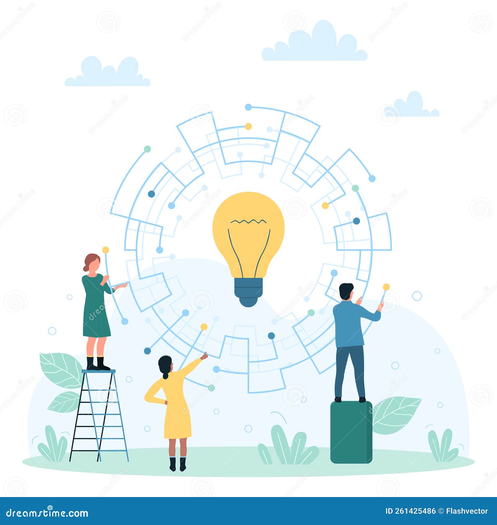 Business Solution and Innovation, Tiny People Work with Circle Circuit ...