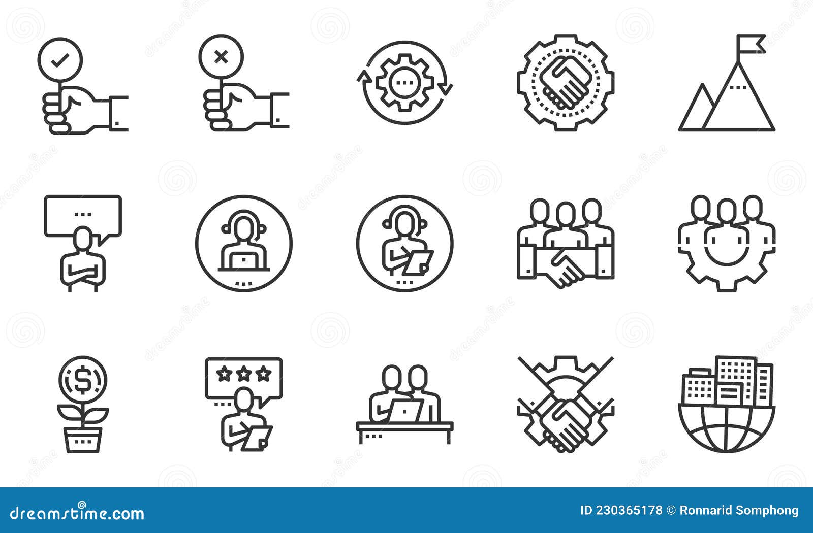 Business Solution Management Icons, Customers, Operator, People Support ...