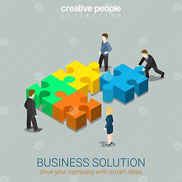 Business Solution in Partnership Concept Flat 3d Web Isometric Stock ...