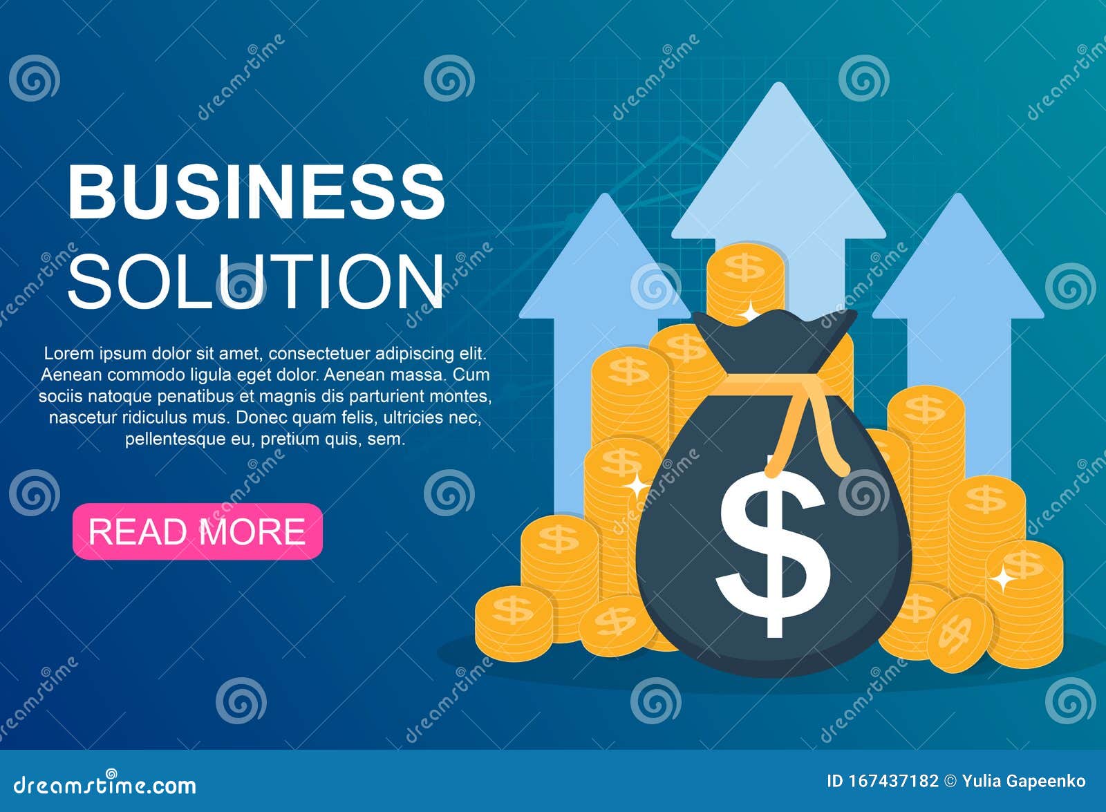 Business Solution Poster Template with Money. Vector Illustration Stock ...