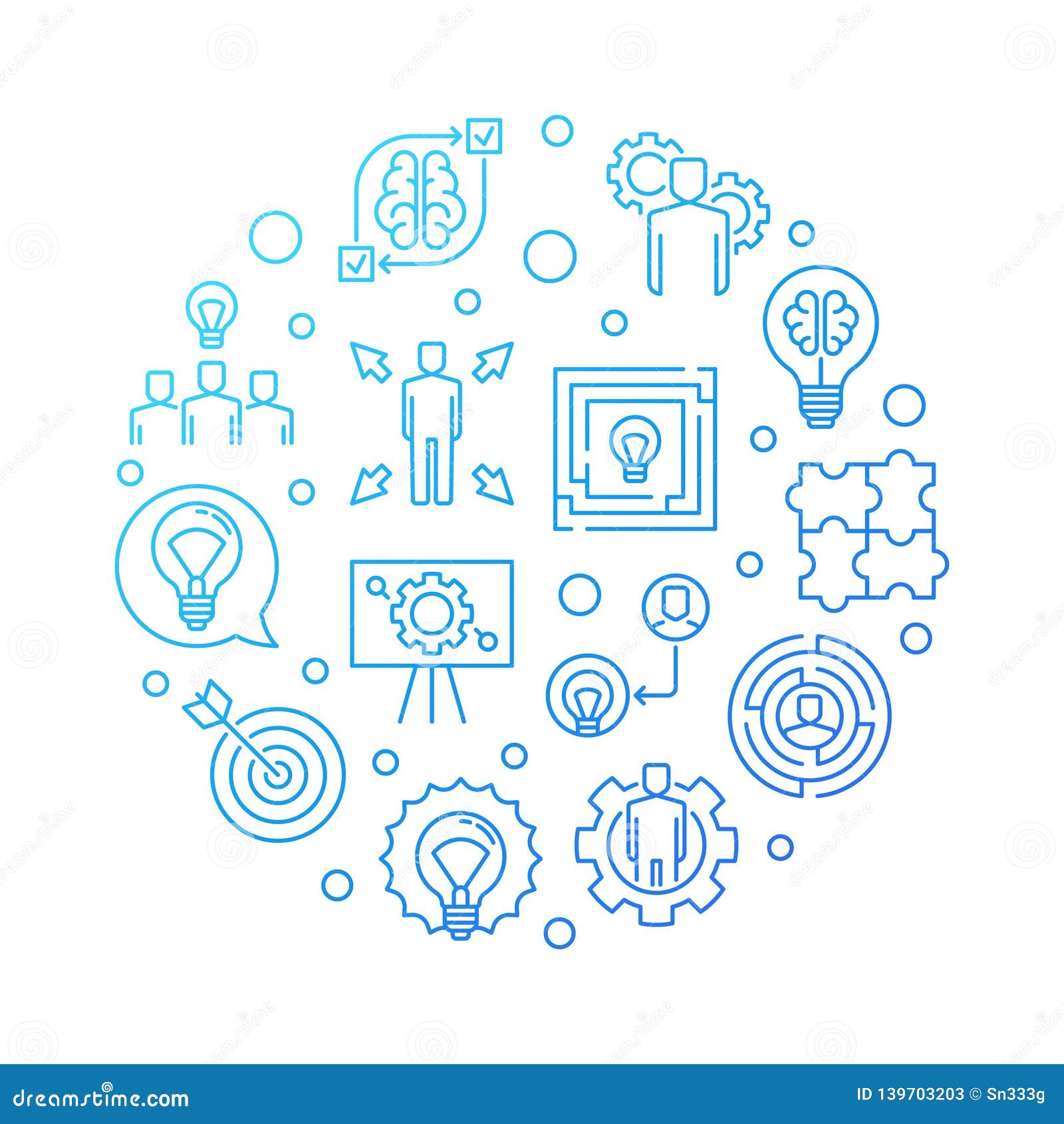 Business Solution Vector Blue Round Outline Illustration Stock Vector ...