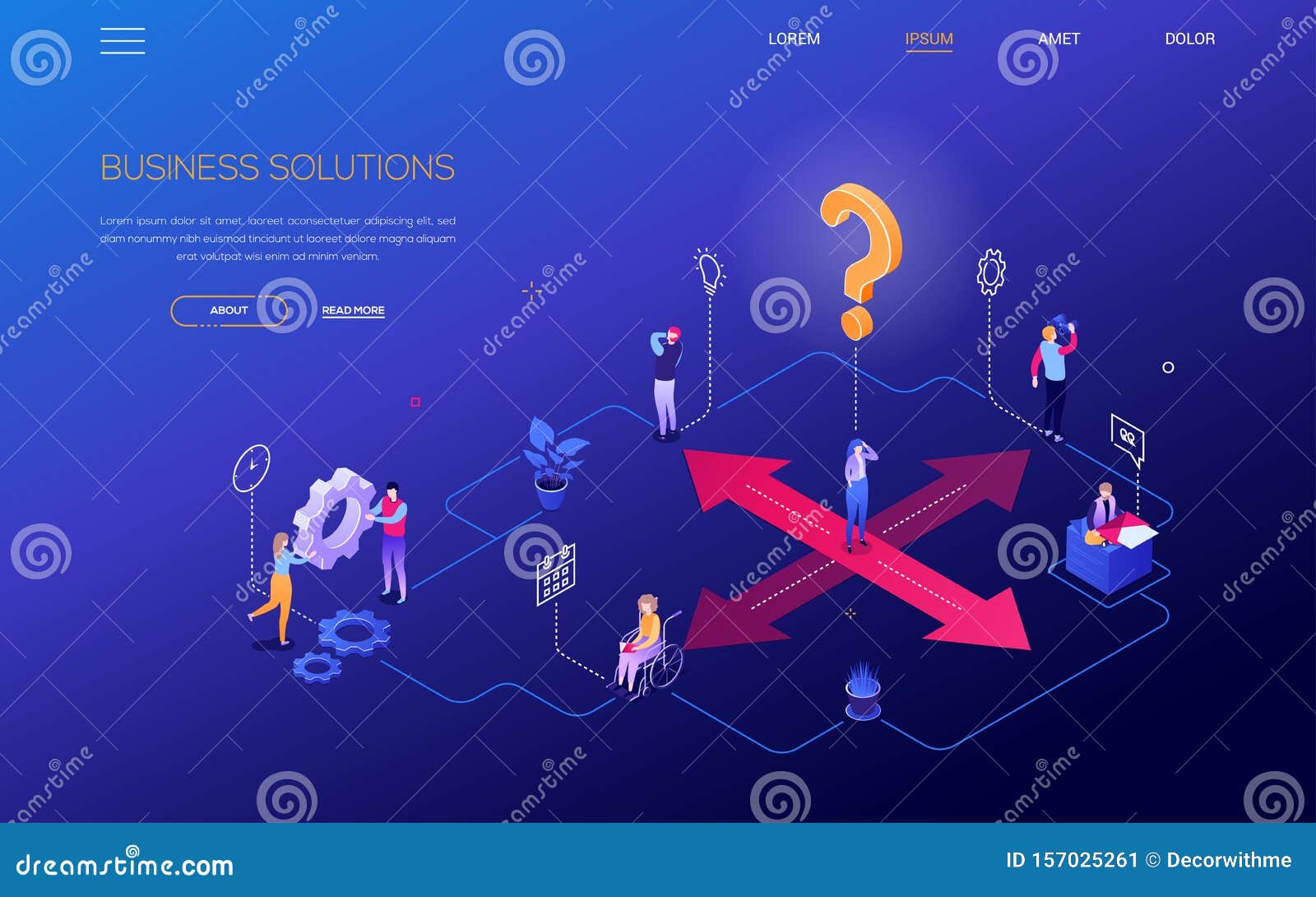 SOLUTIONS Colorful Overlapping Letters Banner Cartoon Vector ...