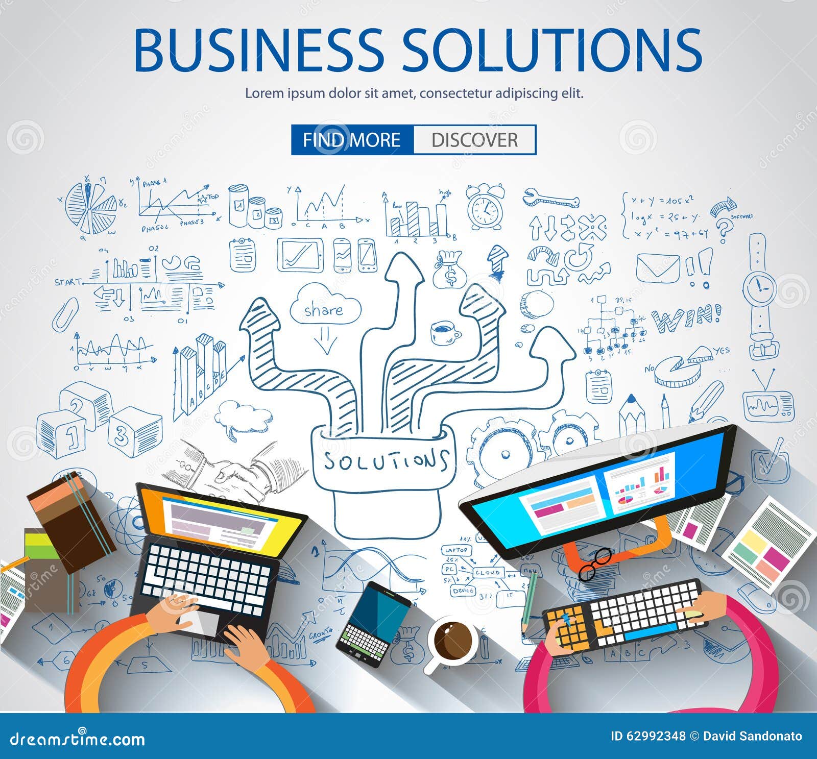 Business Solutions Concept with Doodle Design Style :finding Solution ...