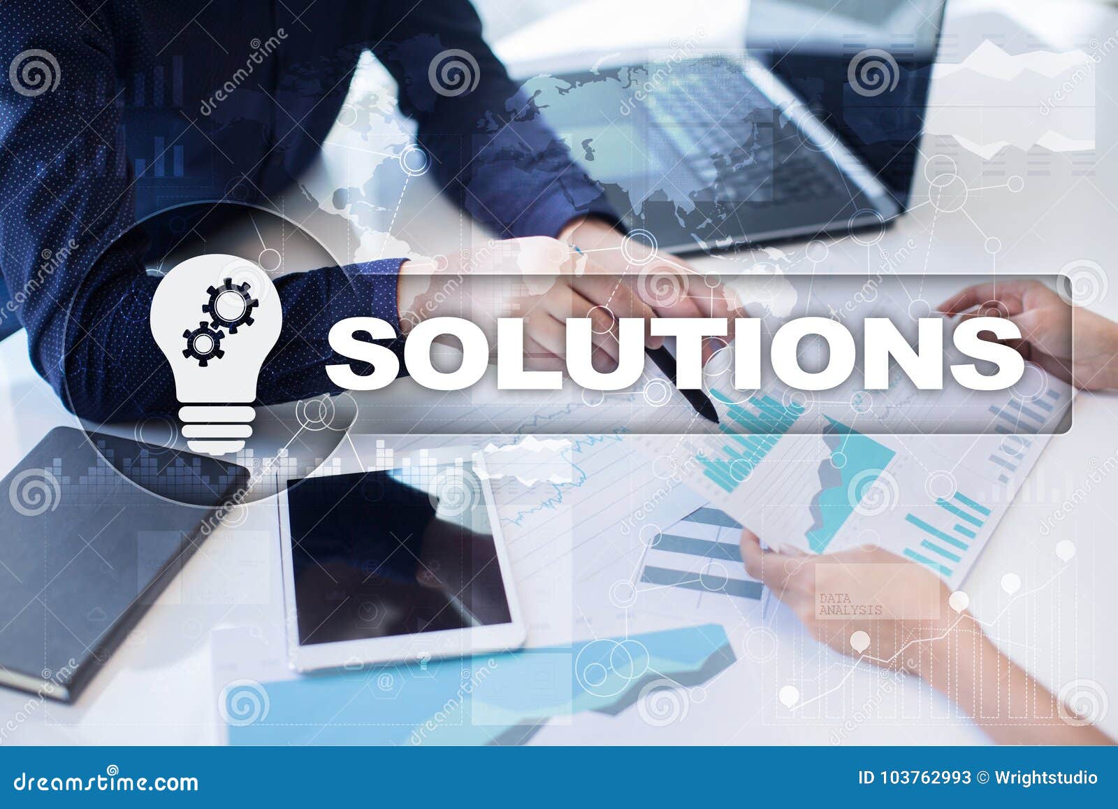 Business Solutions Concept on the Virtual Screen Stock Image - Image of ...