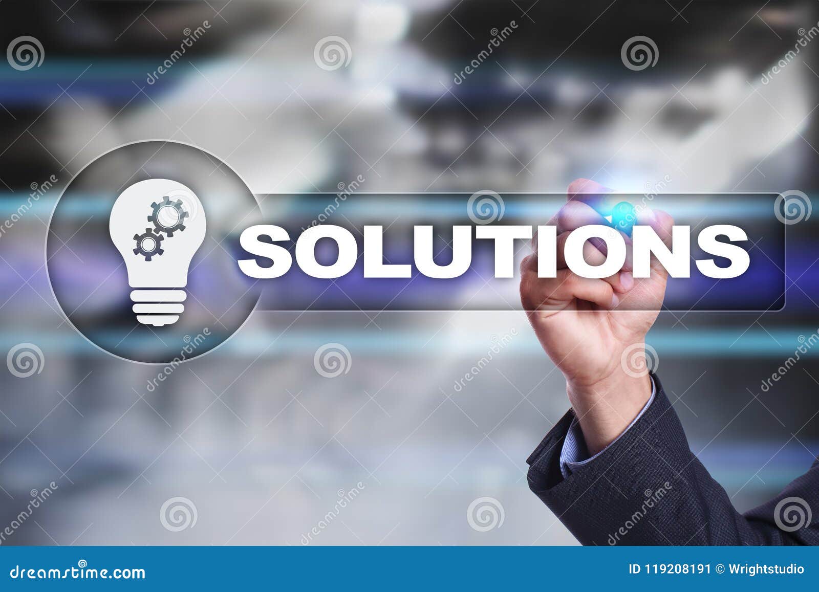 Business Solutions Concept on the Virtual Screen. Stock Image - Image ...