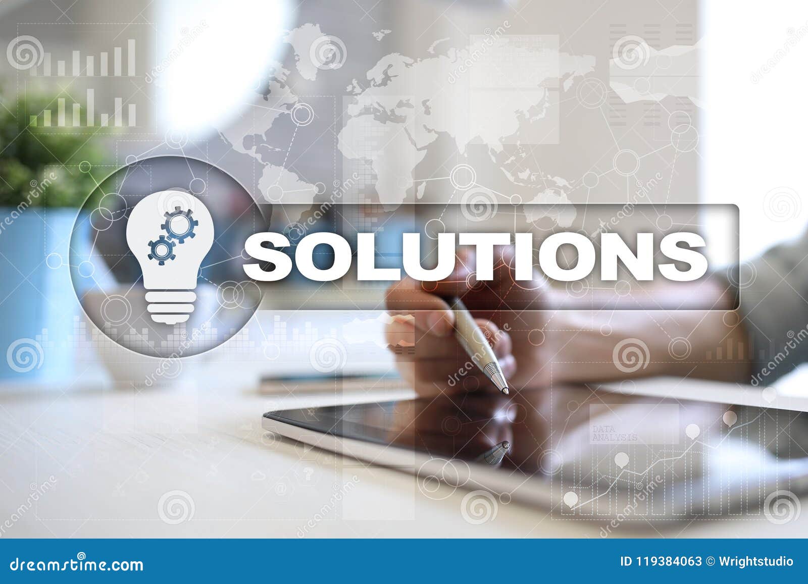 Business Solutions Concept on the Virtual Screen. Stock Image - Image ...