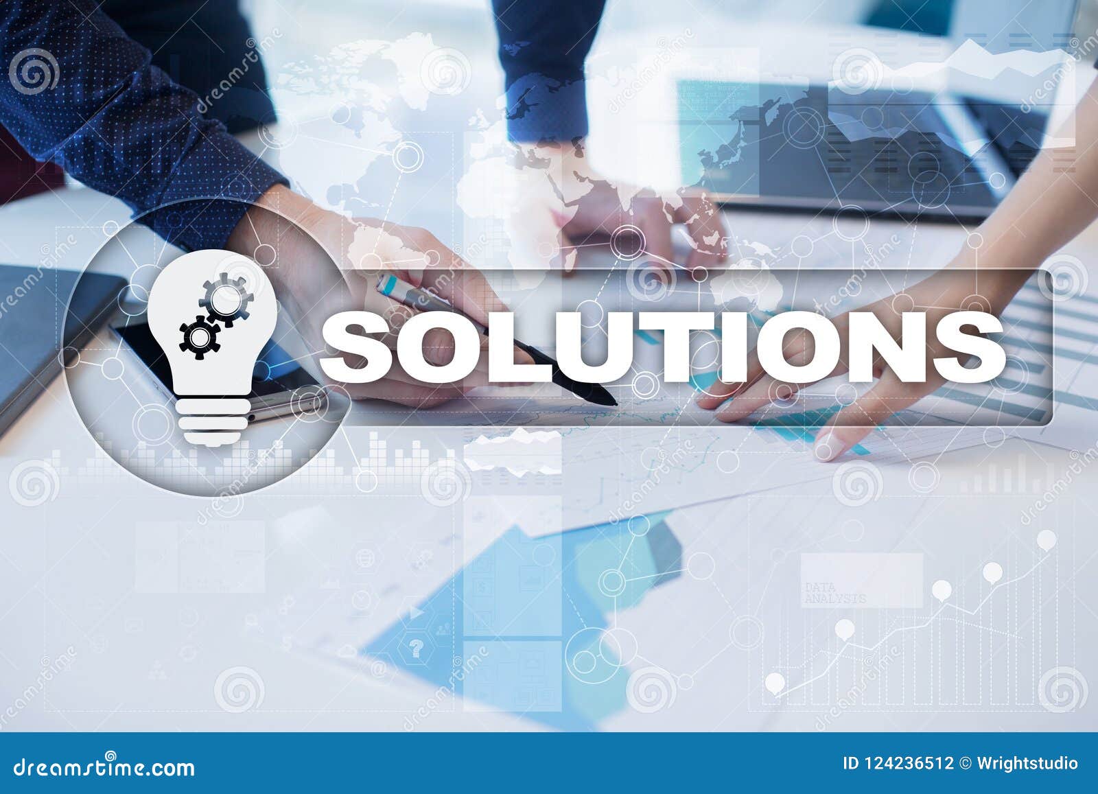 Business Solutions Concept on the Virtual Screen. Stock Photo - Image ...