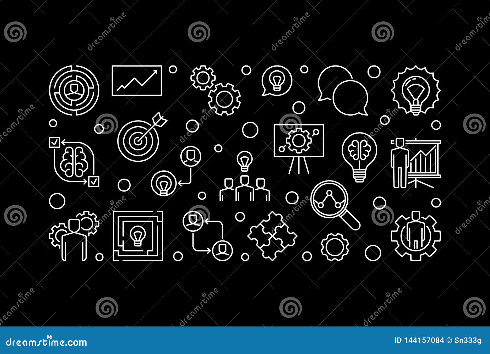 Business Solutions Vector Outline Illustration or Banner Stock Vector ...