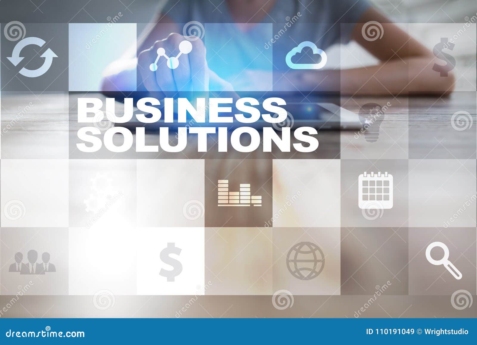 Business Solutions on the Virtual Screen. Business Concept. Stock Image ...