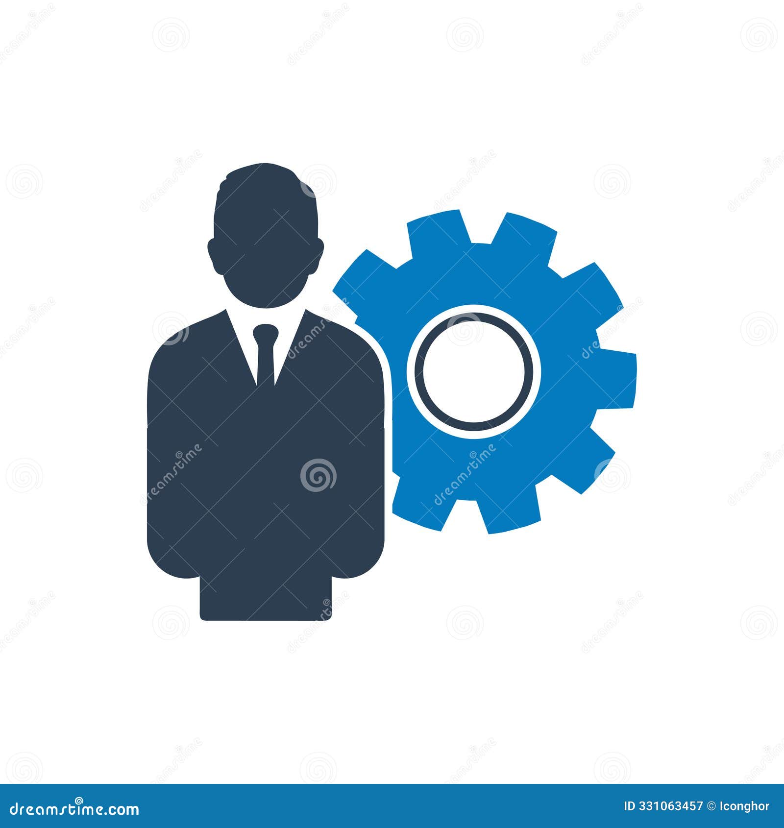 Business Specialist Icon. with Man and Settings Symbols Stock ...