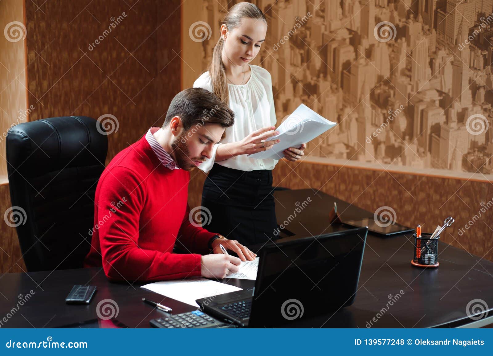 Business Specialist and Secretary Working in Modern Office. Stock Photo ...