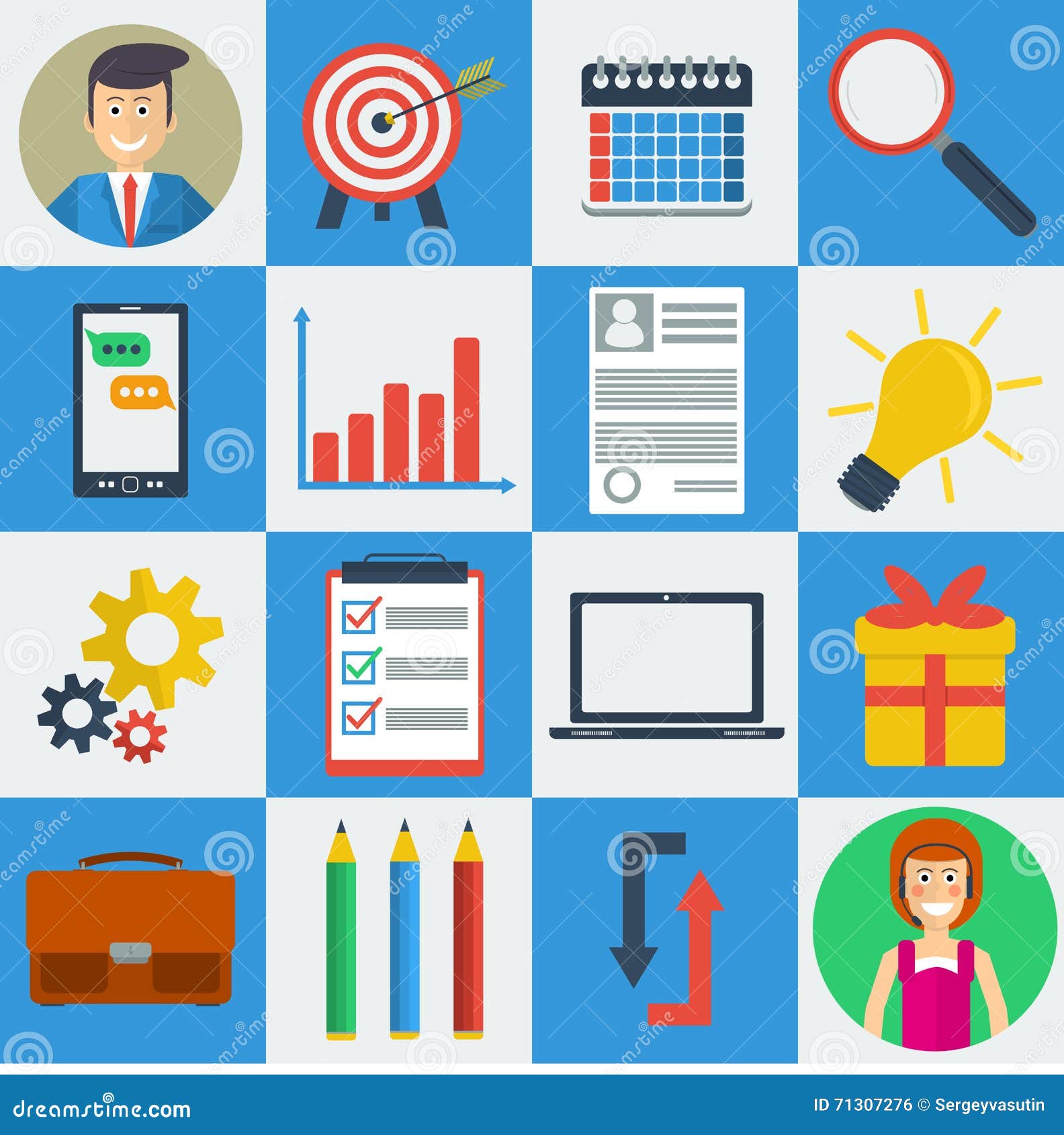 Business square 16 icons stock illustration. Illustration of calendar ...