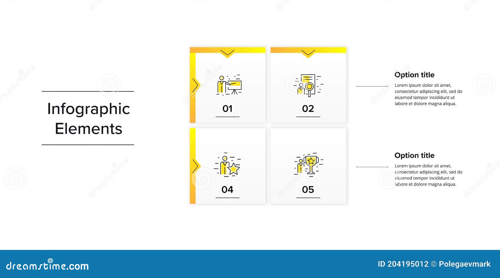 Business Square Matrix Chart Infographics with 4 Step Rectangles ...