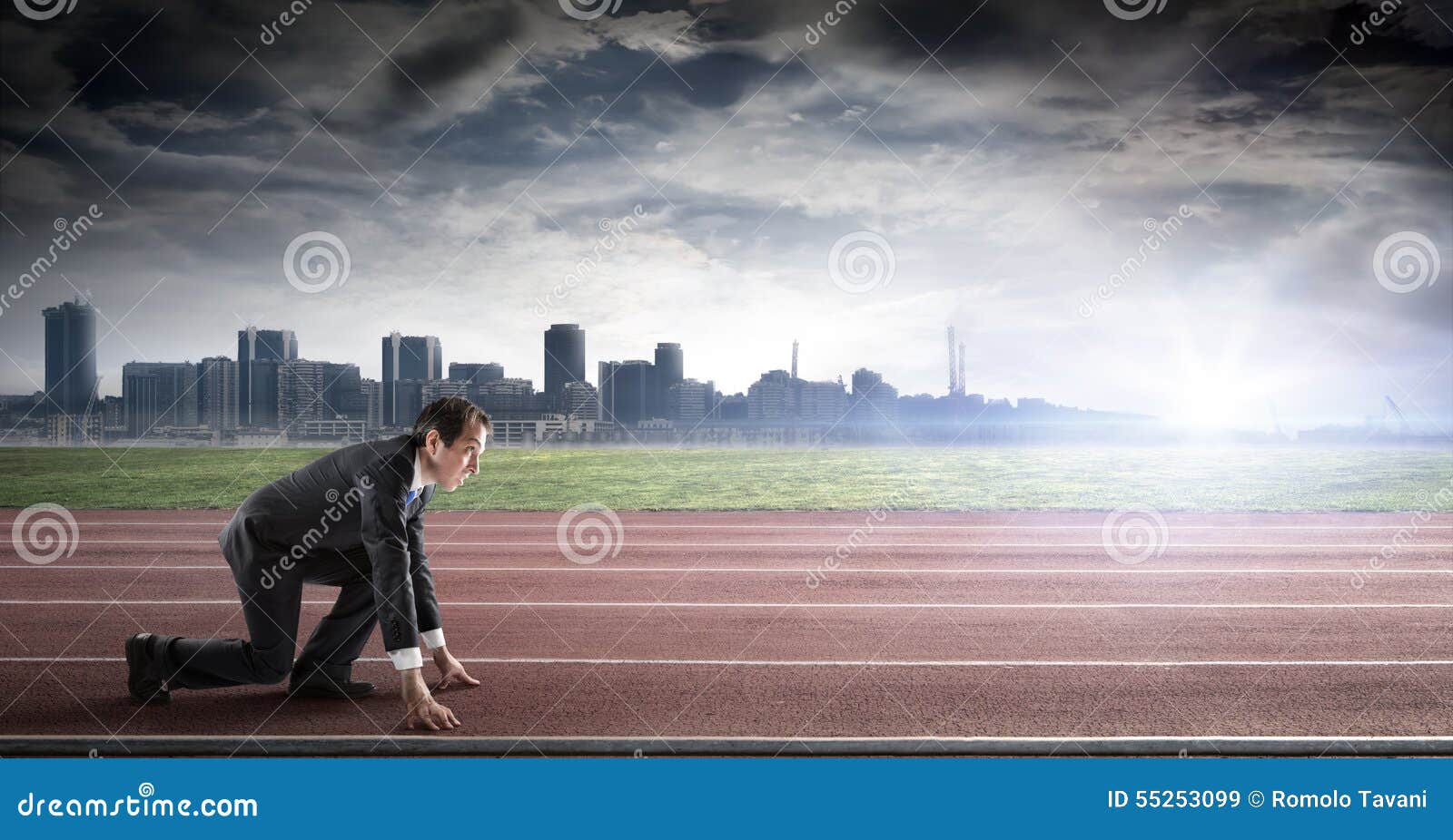 Business Start - Businessman on Track Ready Stock Image - Image of ...