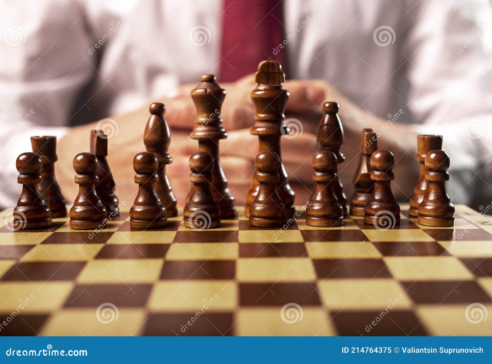 Business Start Up and Control Concept. Male Hands and Chess Board Under ...