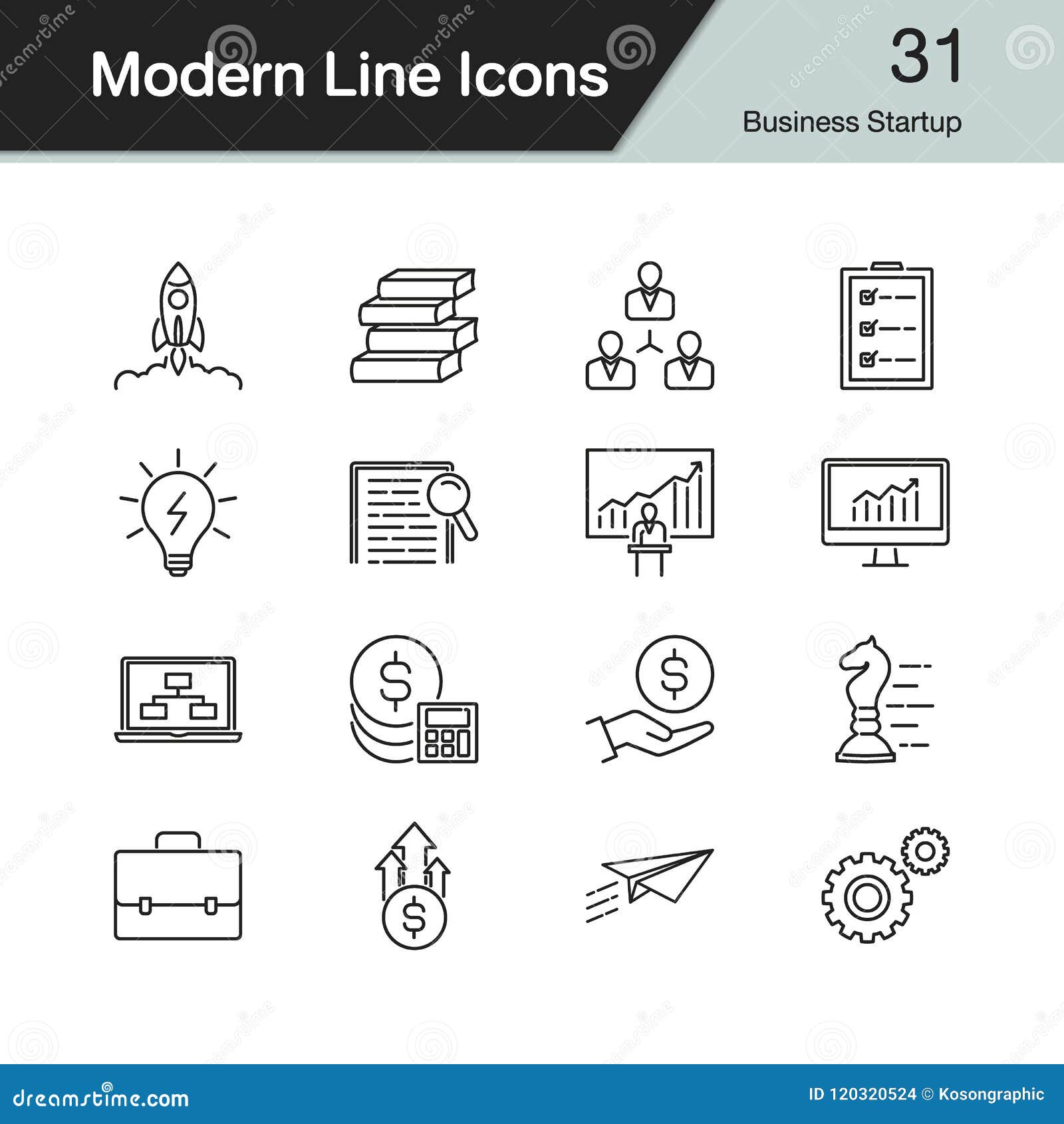 Business Startup Icons. Modern Line Design Set 31 Stock Vector ...