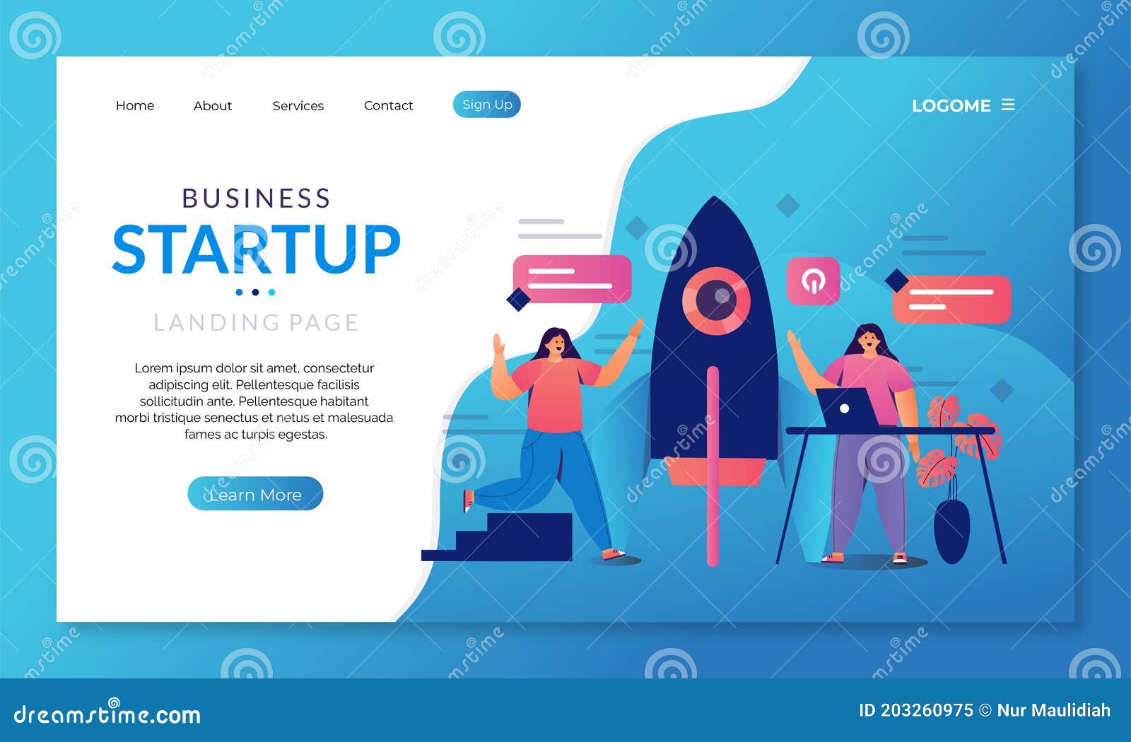 Business Startup Programs Landing Page Concept. Vector Illustration ...