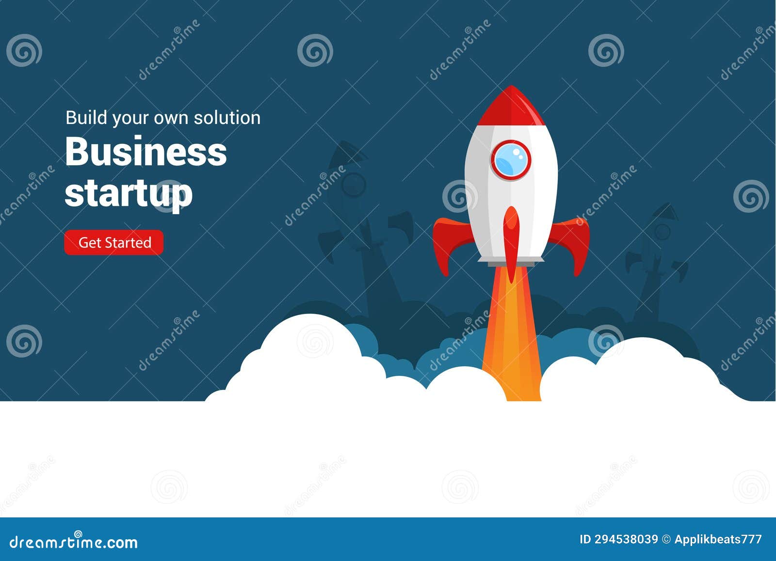 Business Startup Rocket Launch Flat Vector Illustration. Startup Space ...